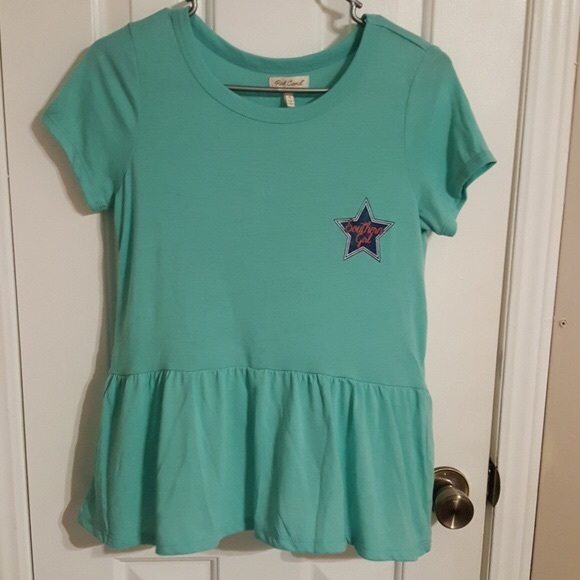 Red Camel | Tops | Red Camel Fresh Aqua Ruffle Tee Size S | Poshmark